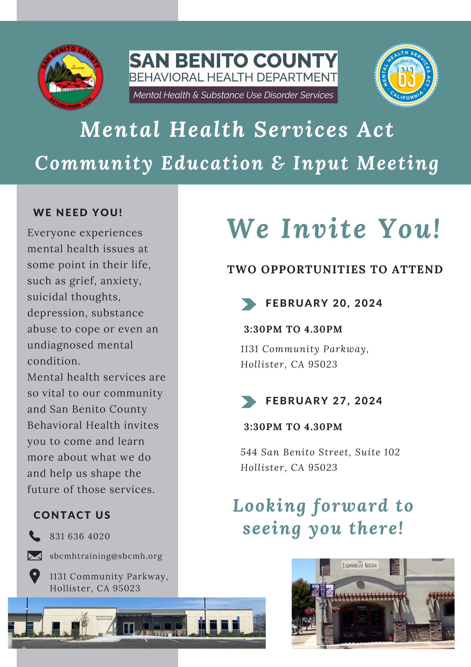 Mental Health Services Act (MHSA) Community Education & Input Meeting ...