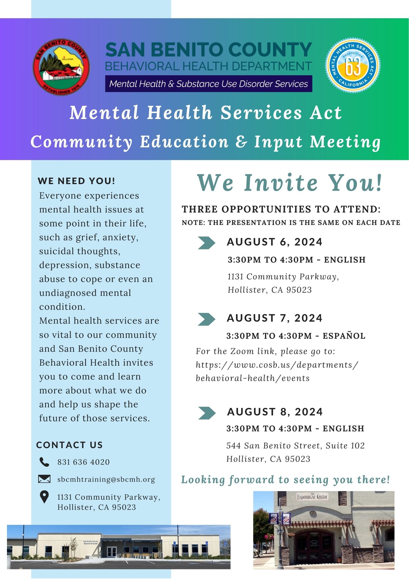 Community MHSA Education and Listening Meeting | BenitoLink